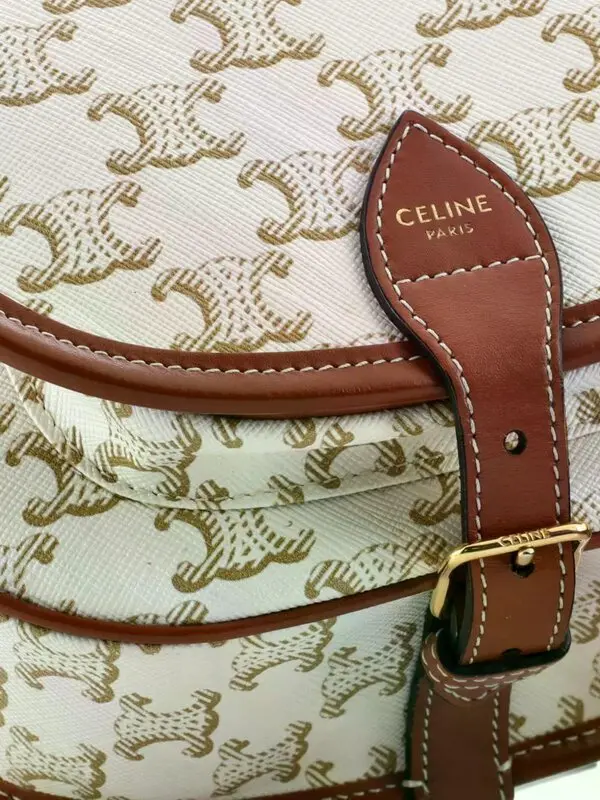 Celine Folco Bag Triomphe Coated Canvas Medium Crossbody Bag
