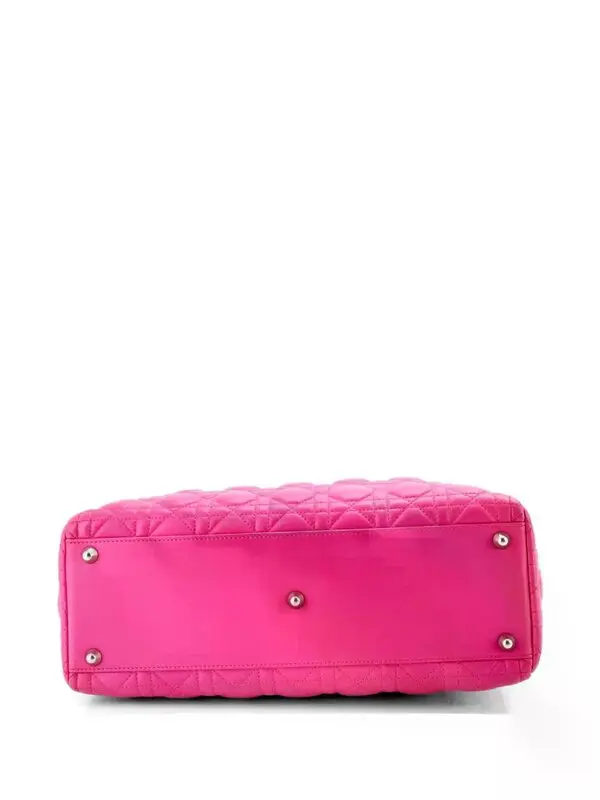 Dior Lady Bag Cannage Quilt Lambskin Large Tote Bag - Pink
