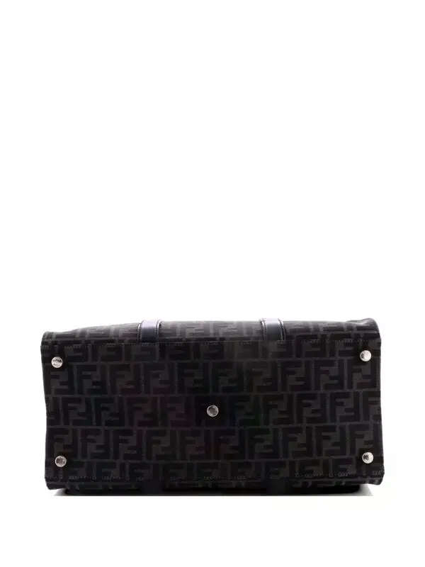 Fendi Convertible Open Zucca Jacquard Fabric And Leather Large Tote Bag - Black