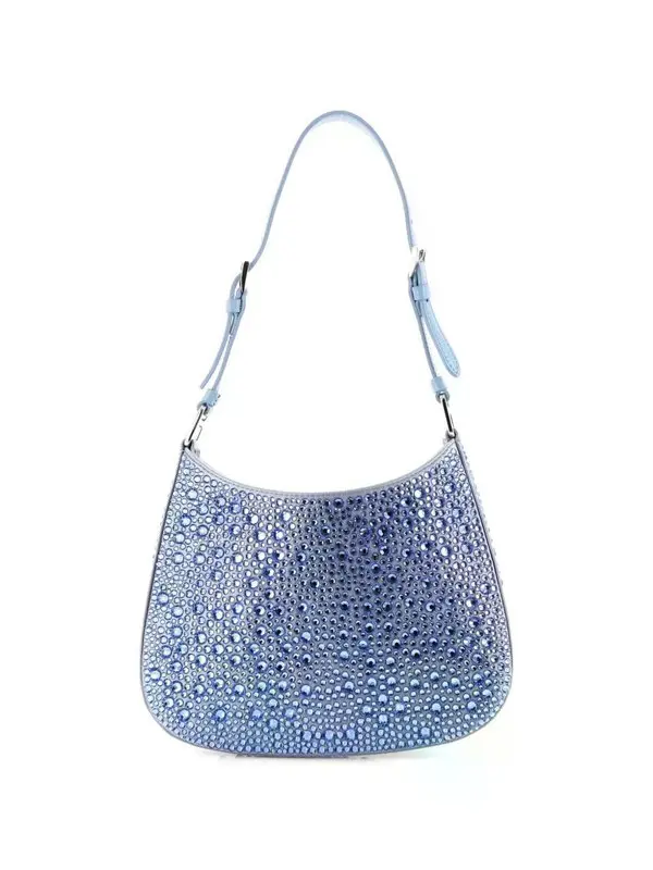 Prada Cleo Shoulder Bag Crystal Embellished Satin - Blue