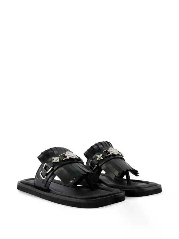 Toga Tassel-detail Square-toe Sandals - Black