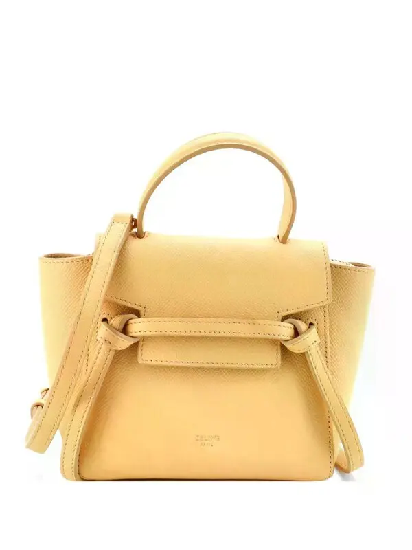 Celine Belt Bag Textured Leather Pico Shoulder Bag - Yellow