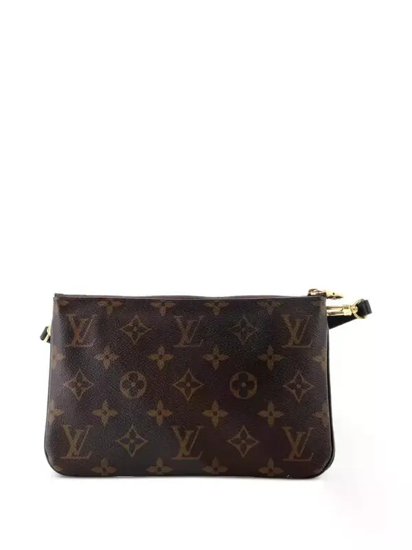 LOUIS VUITTON Double Zip Pochette Reverse Monogram Giant Clutch - Brown