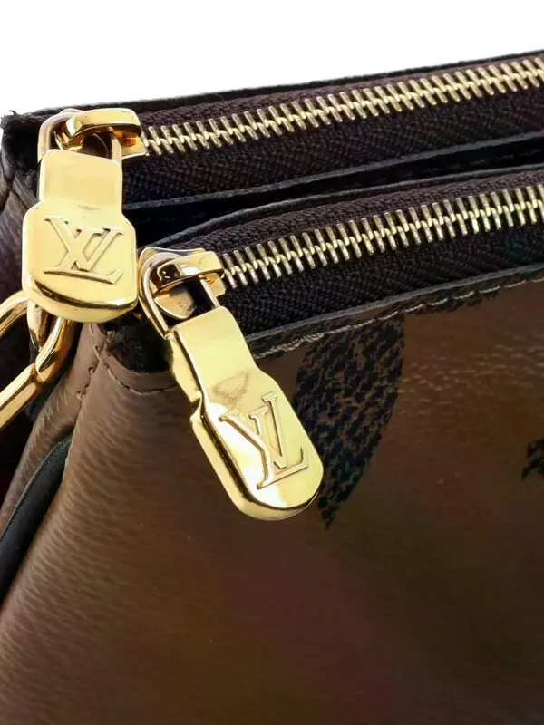 LOUIS VUITTON Double Zip Pochette Reverse Monogram Giant Clutch - Brown