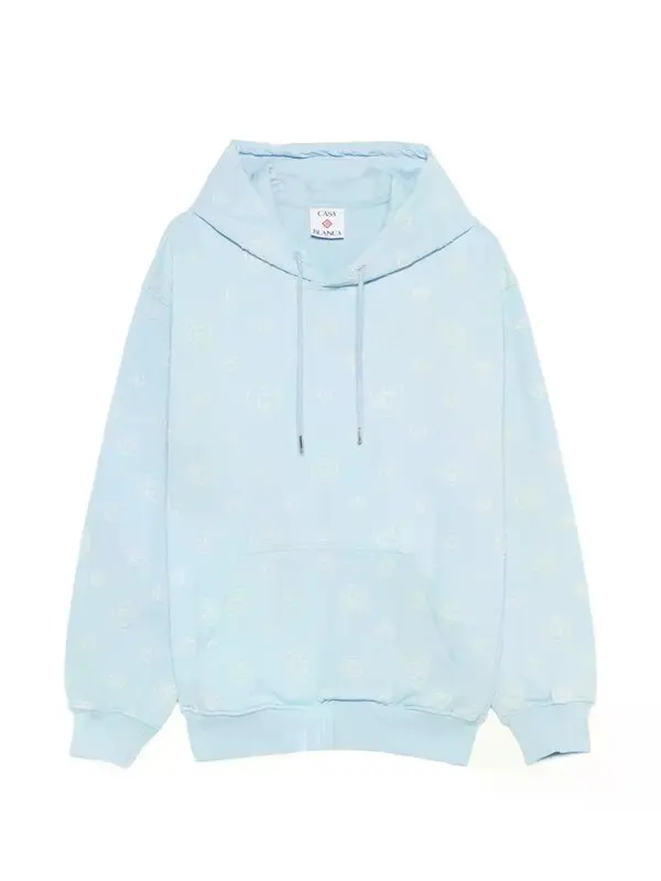 Casablanca Monogram-appliqué Hoodie - Blue