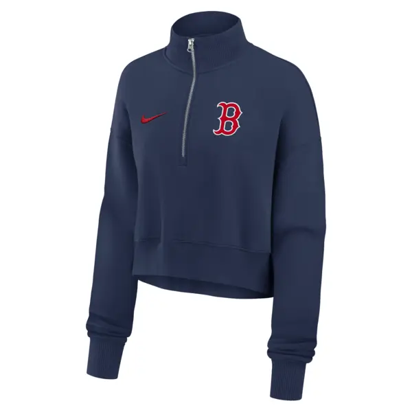 Nike Boston Red Sox Phoenix Mlb Cropped 1/4-zip Crew
