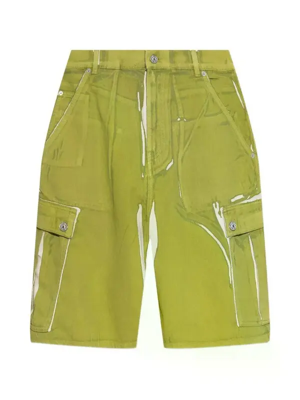 Marni Screen-printed Denim Cargo Shorts - Green