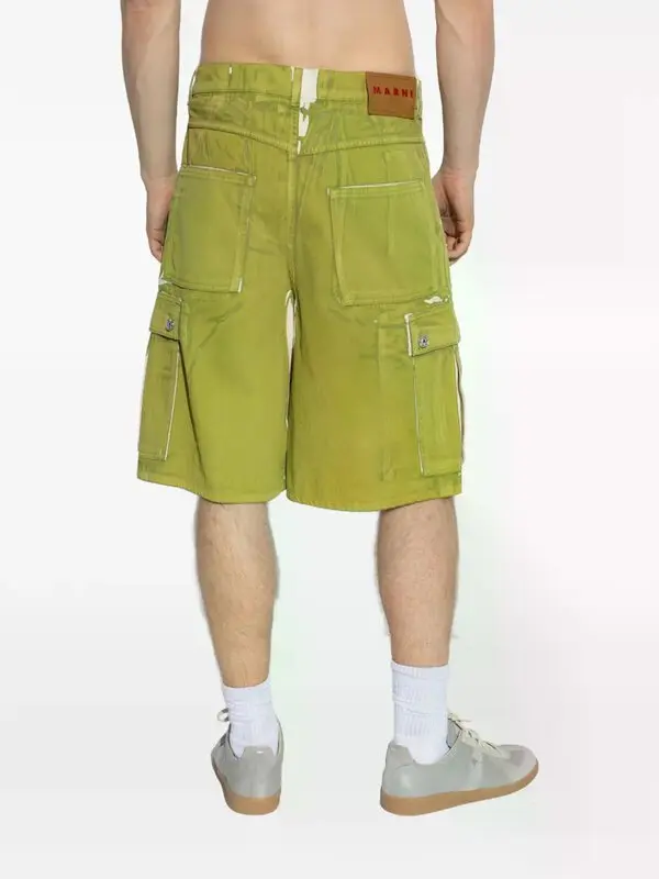 Marni Screen-printed Denim Cargo Shorts - Green