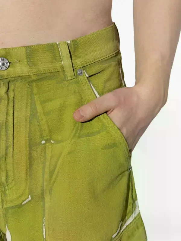 Marni Screen-printed Denim Cargo Shorts - Green