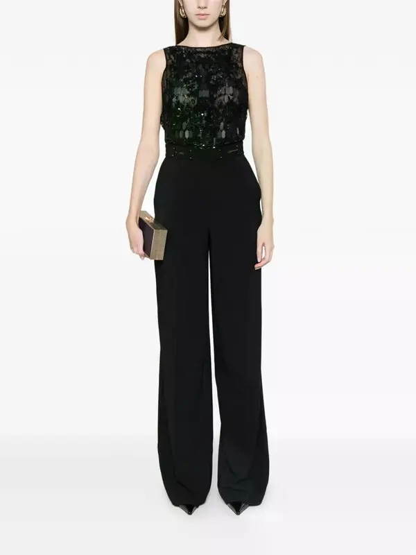 Elisabetta Franchi Sleeveless Jumpsuit With Embroidered Bodice And Palazzo Trousers