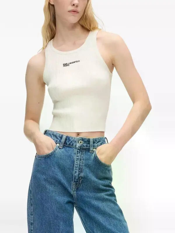 Karl Lagerfeld Ribbed Tank Top - Neutrals