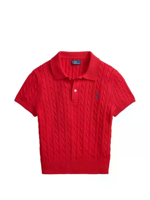 Polo Ralph Lauren Cropped Cable-knit Polo Shirt - Red