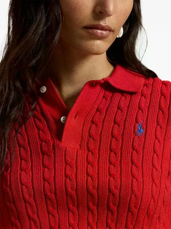 Polo Ralph Lauren Cropped Cable-knit Polo Shirt