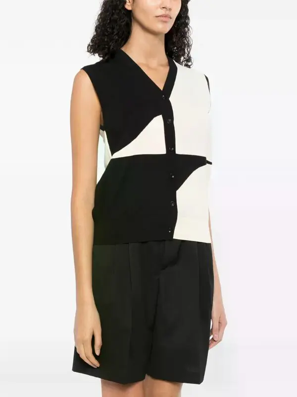 LESS Colour-block V-neck Cardigan