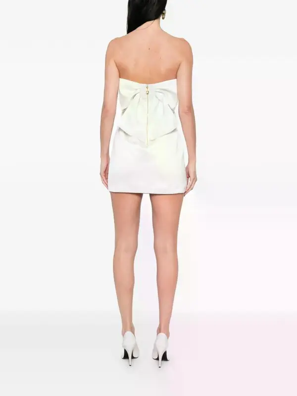 Elisabetta Franchi Duchess Satin Mini Dress With Jewel Embellishments - White