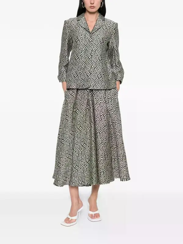 Max Mara Perle Jacquard Pleated Midi Skirt