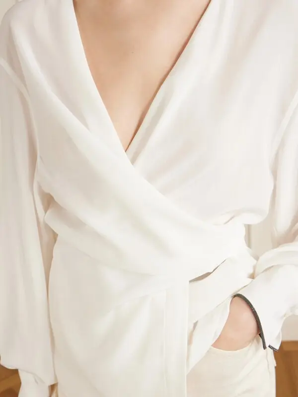 Brunello Cucinelli Wrap Silk Blouse