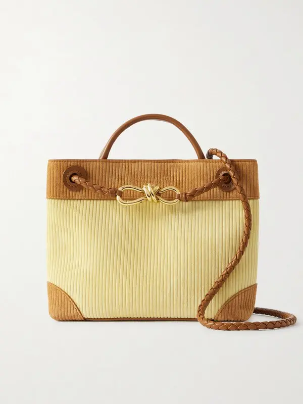 Bottega Veneta Andiamo Ribbed Suede Tote - Brown