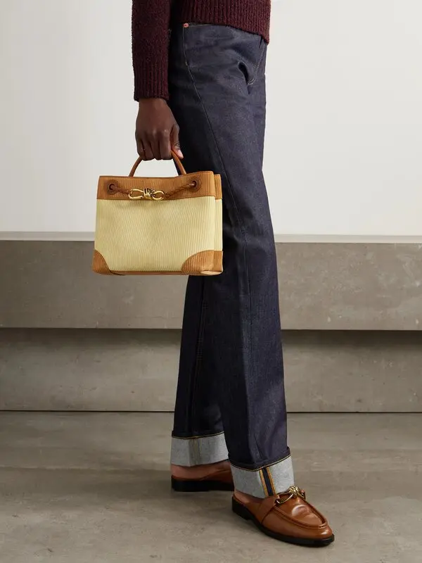 Bottega Veneta Andiamo Ribbed Suede Tote