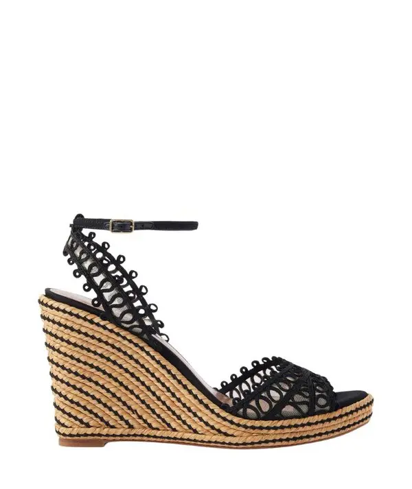 AQUAZZURA Kahlo 105 Raffia Espadrille Sandals - Black