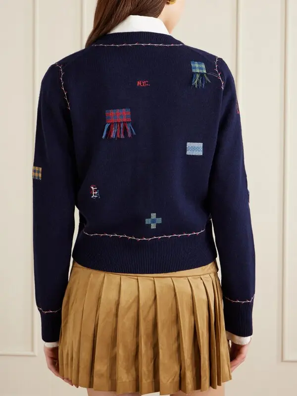 Sea Claira Embroidered Wool Cardigan - Blue