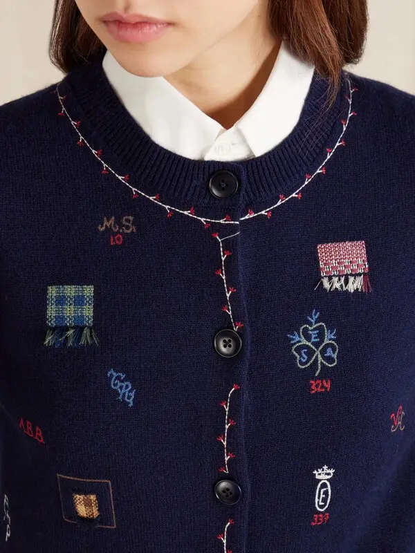 Sea Claira Embroidered Wool Cardigan - Blue