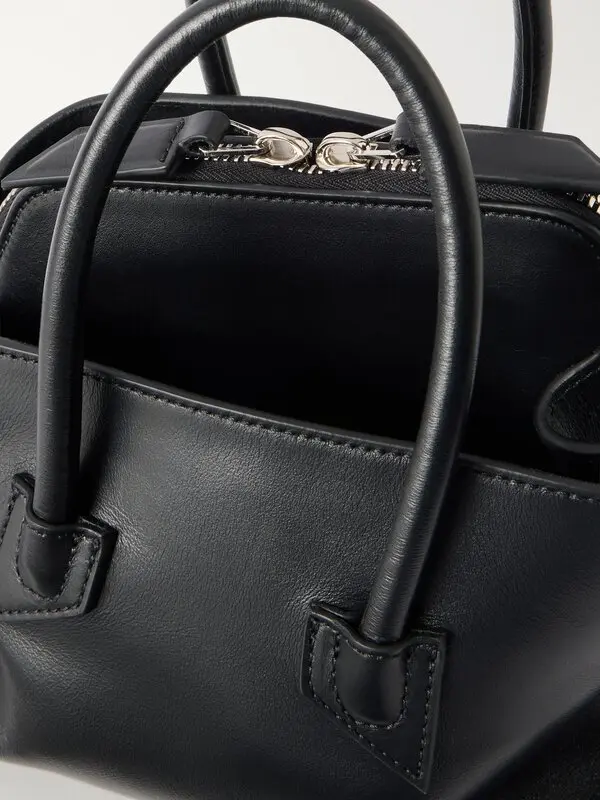 Attico La Passeggiata Mini Asymmetric Leather Tote - Black