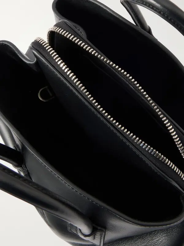 Attico La Passeggiata Mini Asymmetric Leather Tote - Black