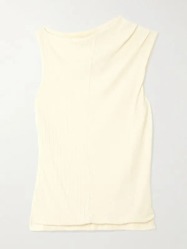 RÙADH Toga Draped Ribbed Organic Cotton And Modal-blend Top - Neutrals