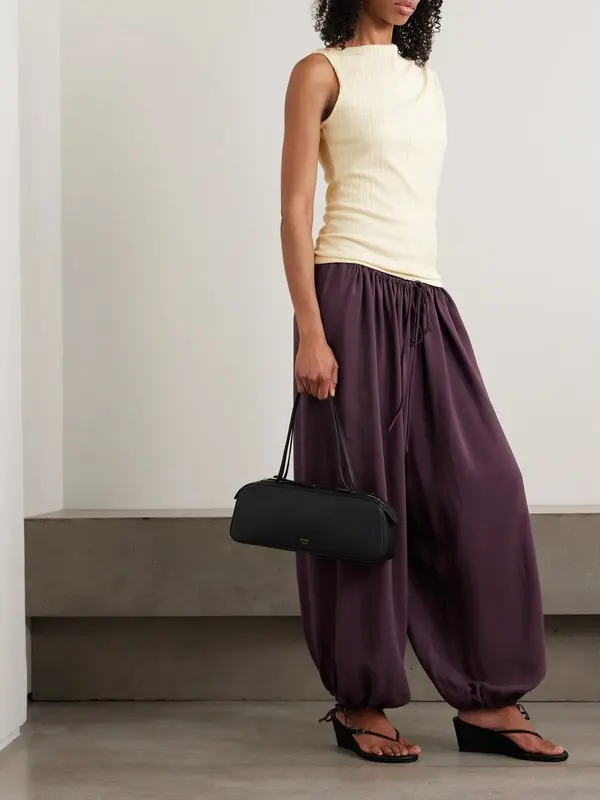RÙADH Toga Draped Ribbed Organic Cotton And Modal-blend Top - Neutrals