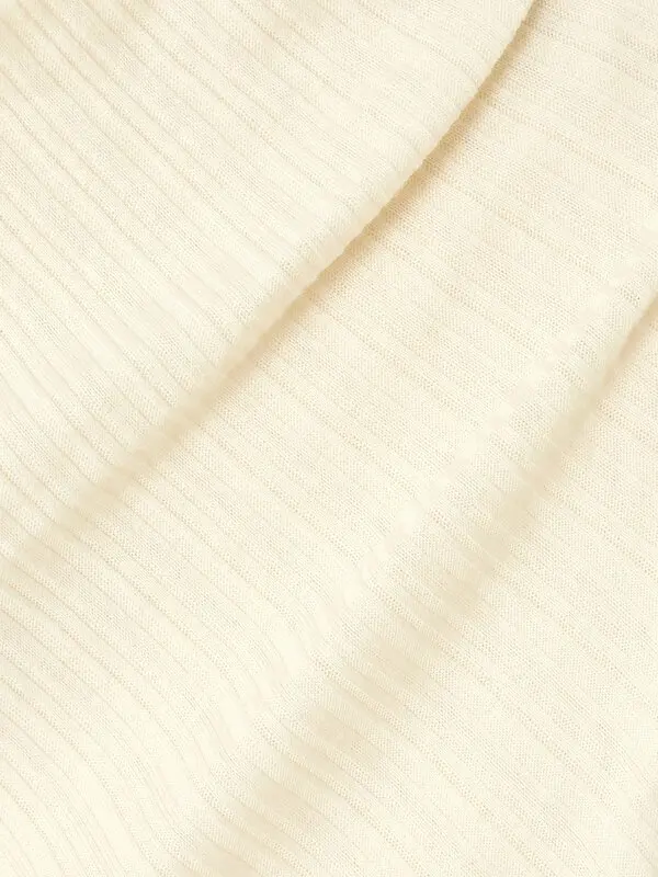 RÙADH Toga Draped Ribbed Organic Cotton And Modal-blend Top - Neutrals
