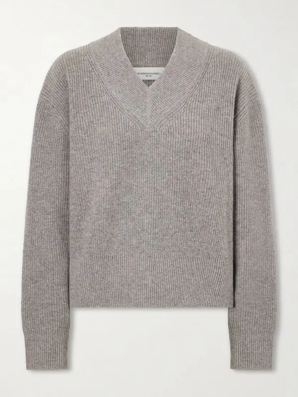 Brandon Maxwell Maris Cashmere Sweater - Gray