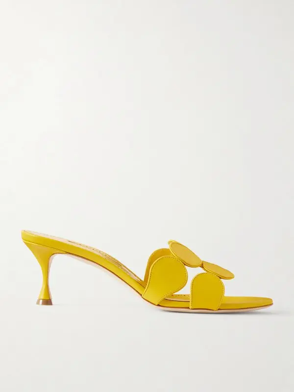 Manolo Blahnik Haribalmu 50 Leather Mules - Yellow