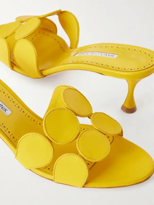 Manolo Blahnik Haribalmu 50 Leather Mules - Yellow