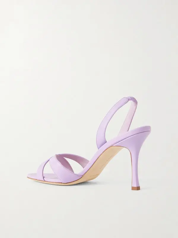 Manolo Blahnik Callasli 90 Leather Slingback Sandals - Purple