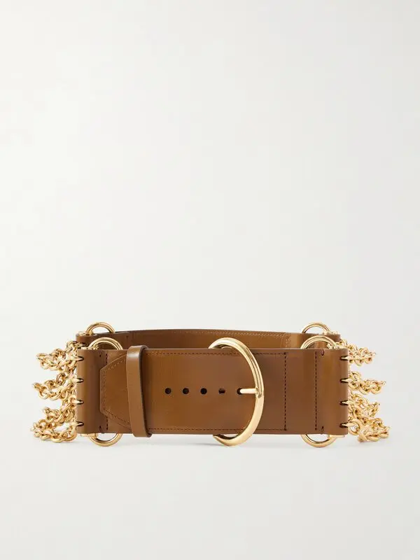 Chloé 6.5 Cm Gold-tone And Leather Waist Belt - Green