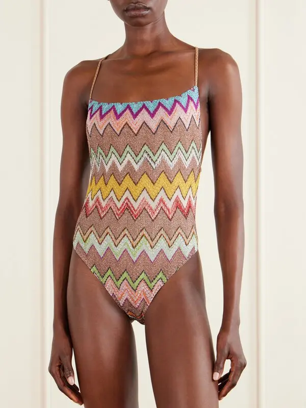 Missoni Mare Striped Metallic Crochet-knit Swimsuit - Multi