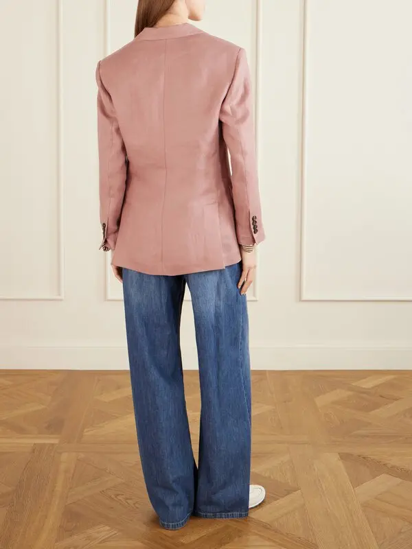 Brunello Cucinelli Single-breasted Linen-twill Blazer - Pink