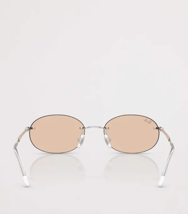 Ray-ban Rb3767 Metal Oval Rimless Sunglasses - Silver