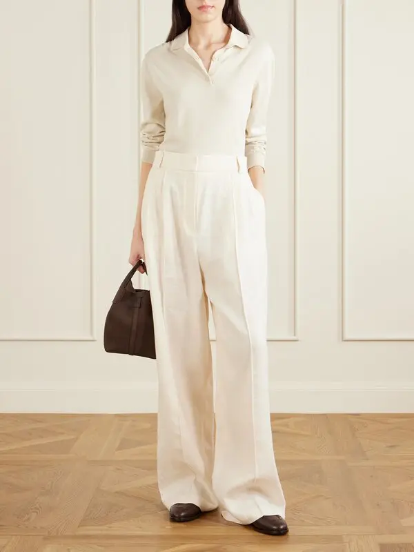 Loro Piana Lodger Linen And Wool-blend Wide-leg Pants - Neutrals