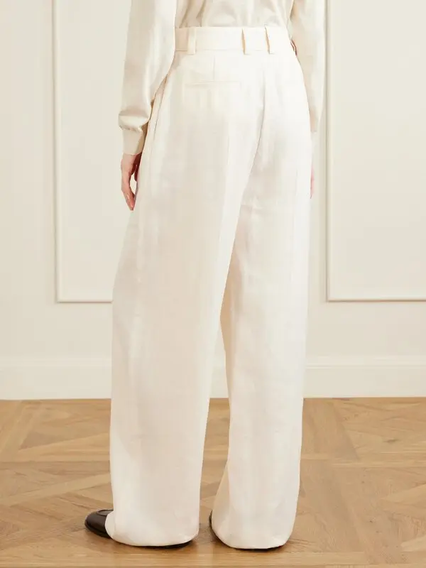 Loro Piana Lodger Linen And Wool-blend Wide-leg Pants - Neutrals