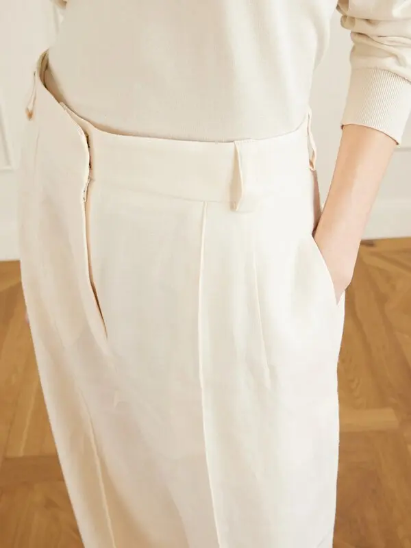 Loro Piana Lodger Linen And Wool-blend Wide-leg Pants - Neutrals