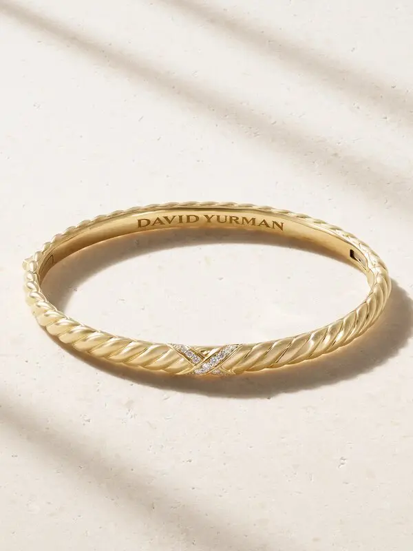 David Yurman Sculpted Cable 18-karat And Diamond Bangle - Gold