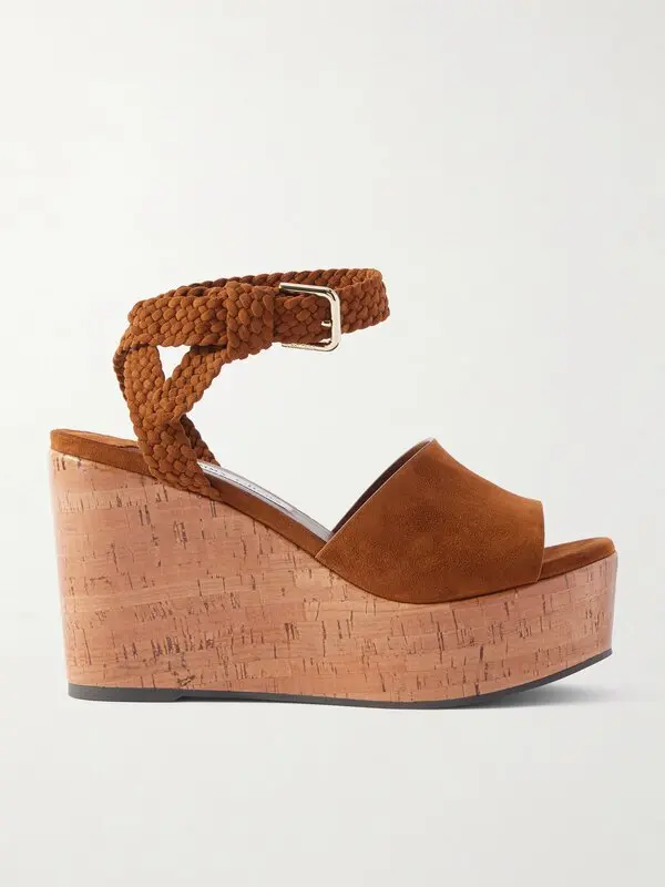 JIMMY CHOO Jori Suede Wedge Sandals - Brown