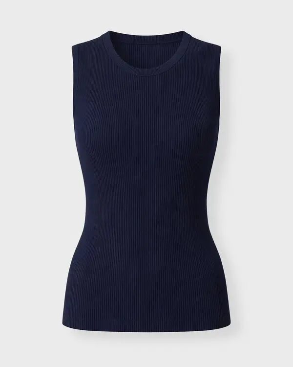 ANDIATA Griet Rib-knit Sleeveless Top - Navy