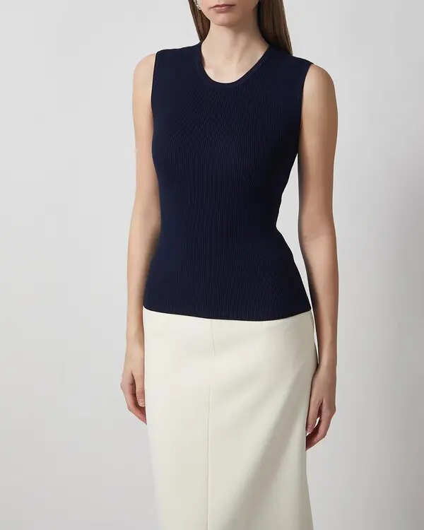 ANDIATA Griet Rib-knit Sleeveless Top - Navy