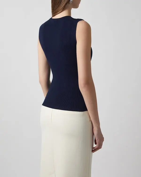 ANDIATA Griet Rib-knit Sleeveless Top - Navy