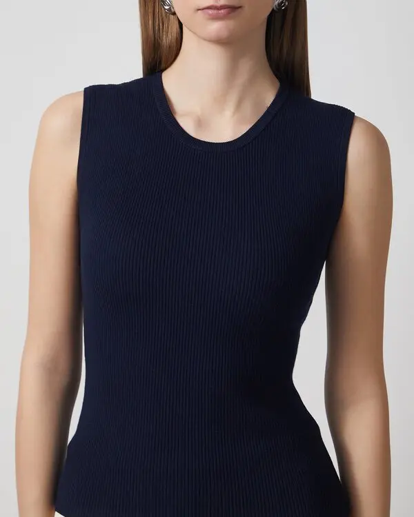 ANDIATA Griet Rib-knit Sleeveless Top - Navy