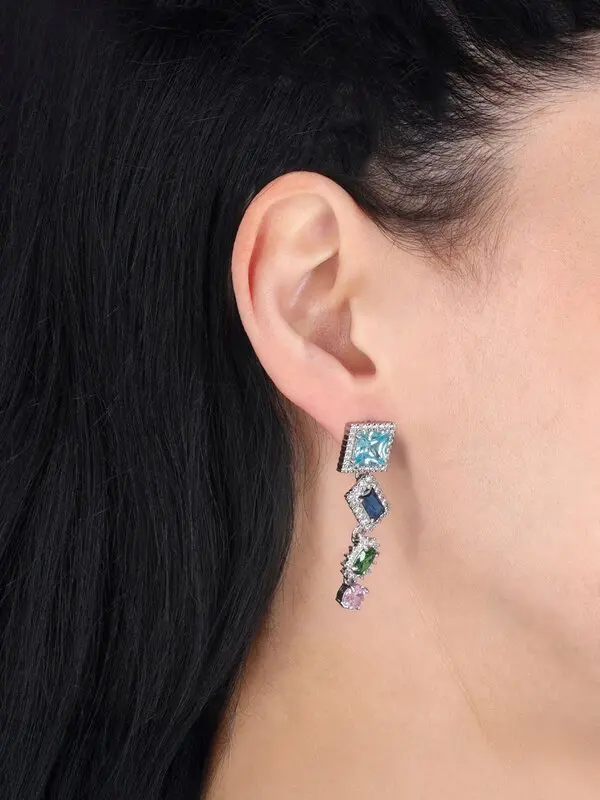 MAISON MARGIELA Stone Drop Earrings - Silver
