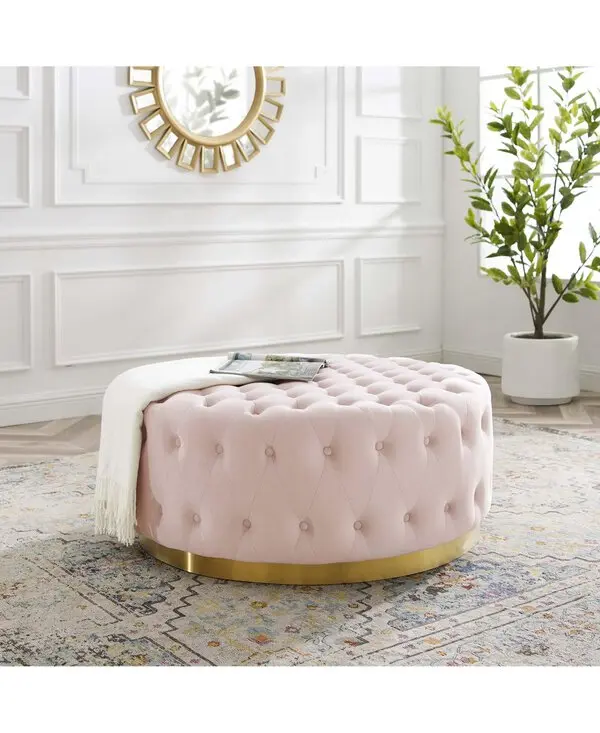 MODWAY Ensconce Tufted Performance Velvet Round Ottoman